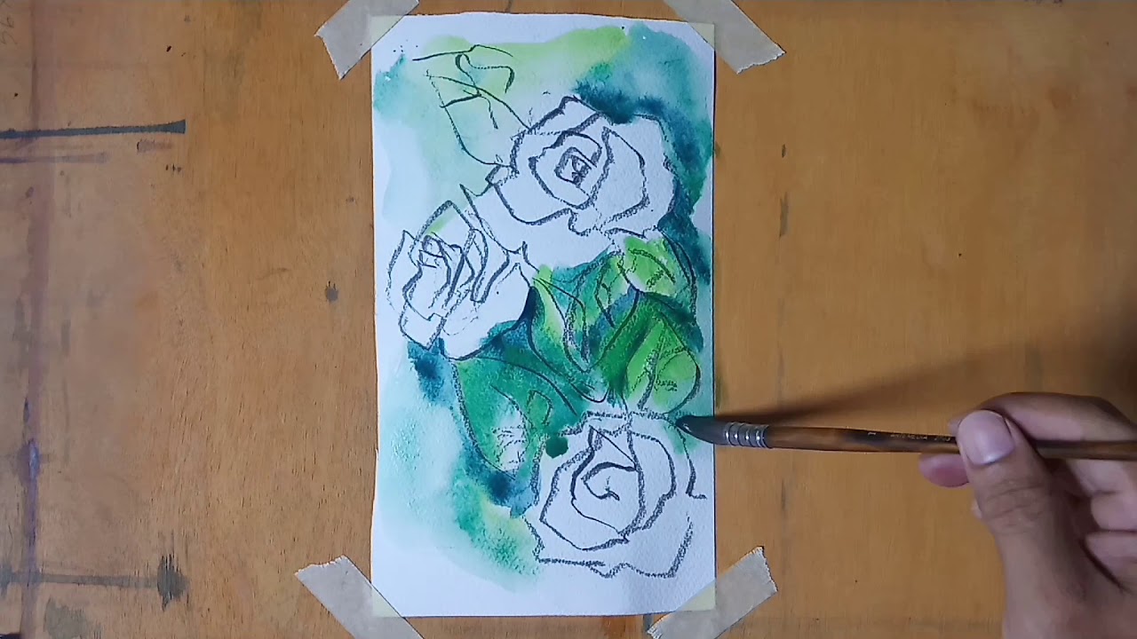 Watercolor | Art Painting | Seni Lukis | Draw | Roses #1 - YouTube