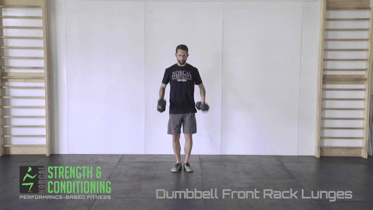 Dumbbell Front rack Lunges - YouTube