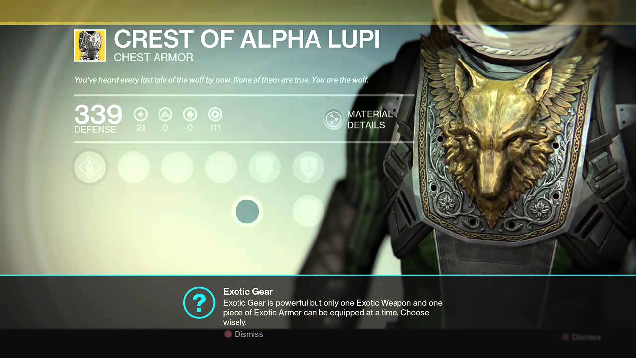 Destiny Exotic Item - Crest of Alpha Lupi - YouTube