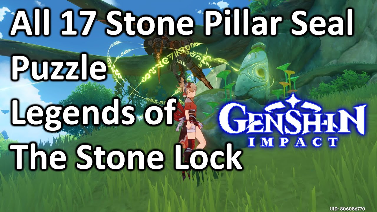 All 17 Stone Pillar Seal Puzzle Legends of The Stone Lock Genshin - YouTube