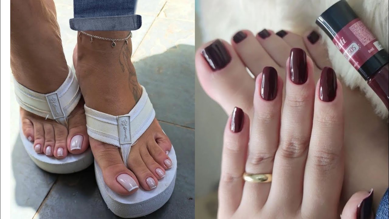 Impressively gorgeous and stunning toe nails color// shiny glossy toe ...