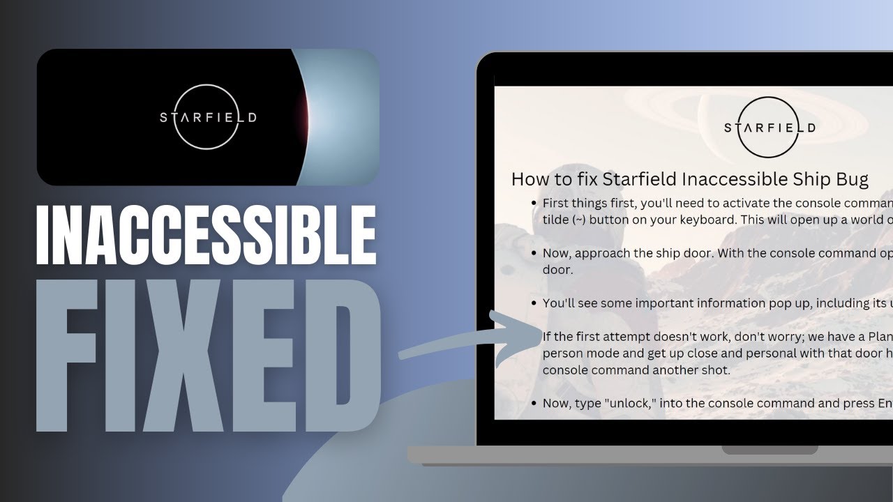 How to fix Starfield Inaccessible Ship Bug - Solved! - YouTube