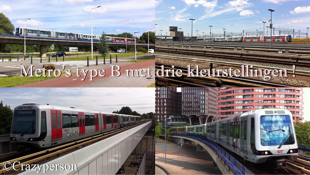 RET Metro's Type B met drie kleurstellingen!! (metro Rotterdam) - YouTube