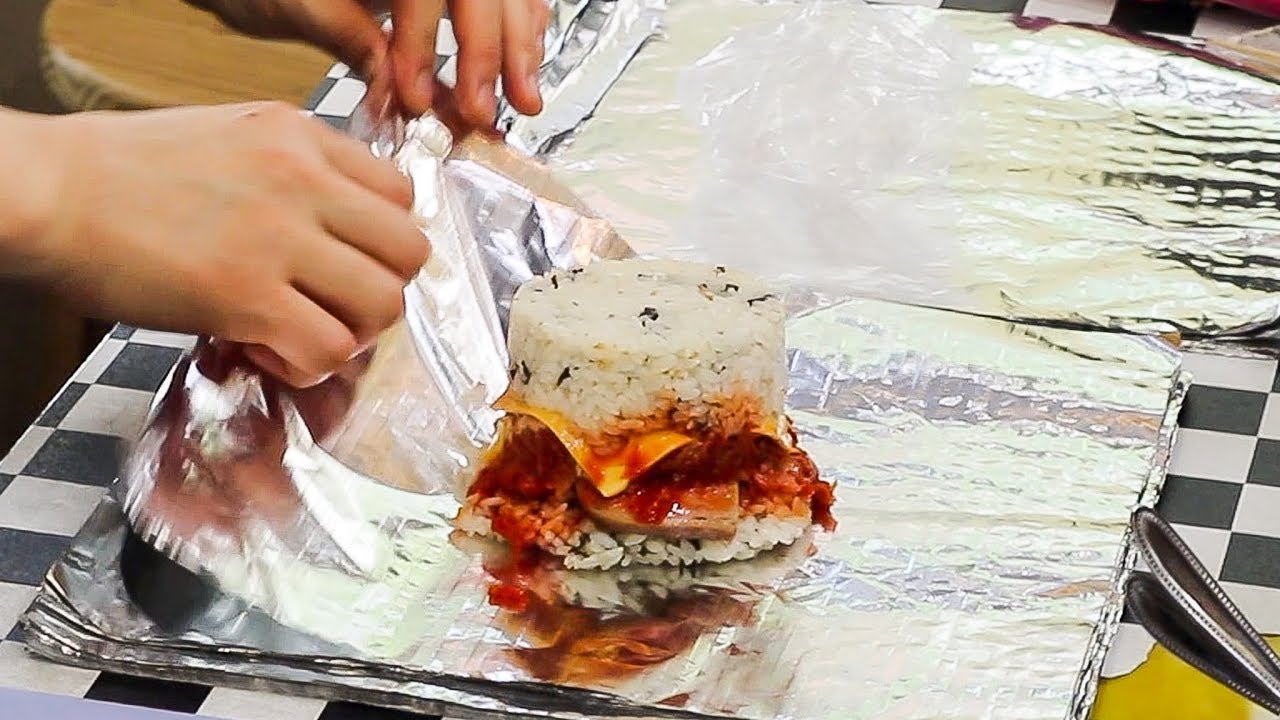 Korean Rice Burger, Bapbeogeo with Tuna Kimchi Cheese Spam | Korean ...