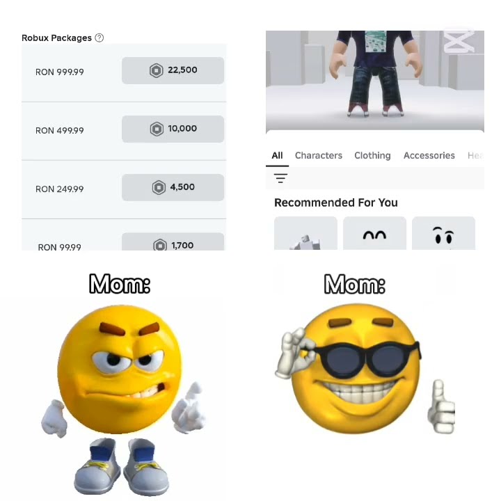 1m robux: ️. 0 robux to free: ️ #capcut #meme #roblox #shorts #robux ...