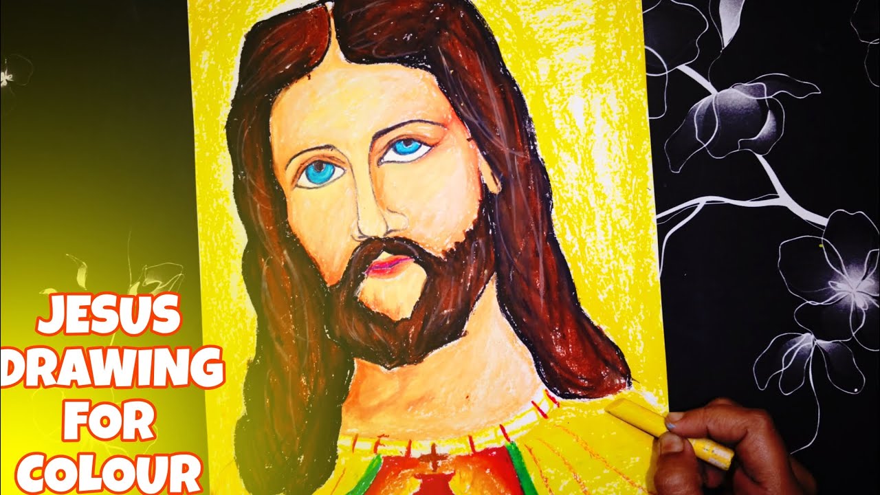 How to draw Jesus Christ , Oil pastel drawing , Step by step tutorial ...