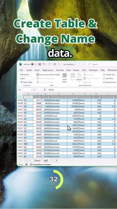 How to create Table and change Table name #excel #datascience # ...