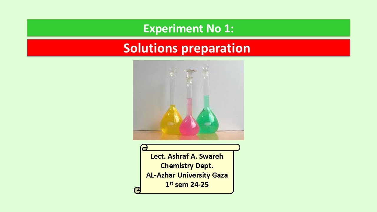 Practical Analytical Chemistry Lab 2 Solutions Preparation_part 1 - YouTube