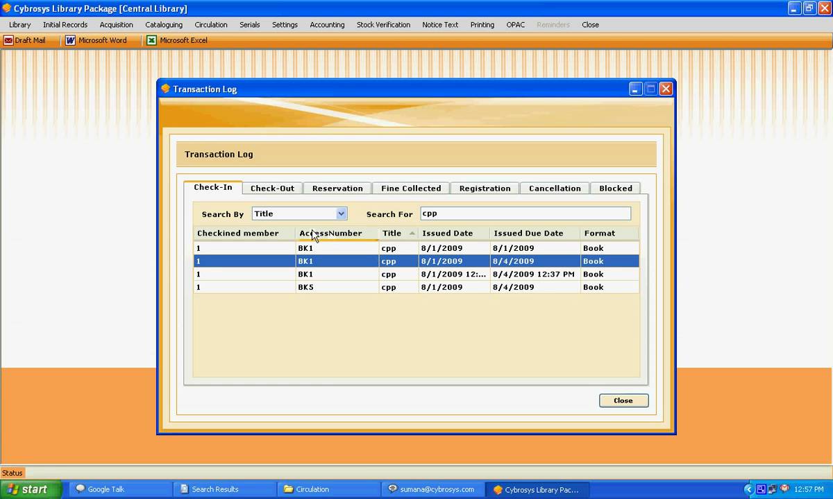 library accounting software -Transaction Log - YouTube