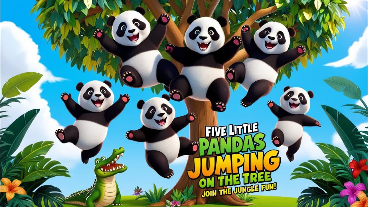 “🐼 Jumping Pandas: 5 Adorable Little Bears in a Tree Adventure | Fun Nursery Rhymes for Kids ...
