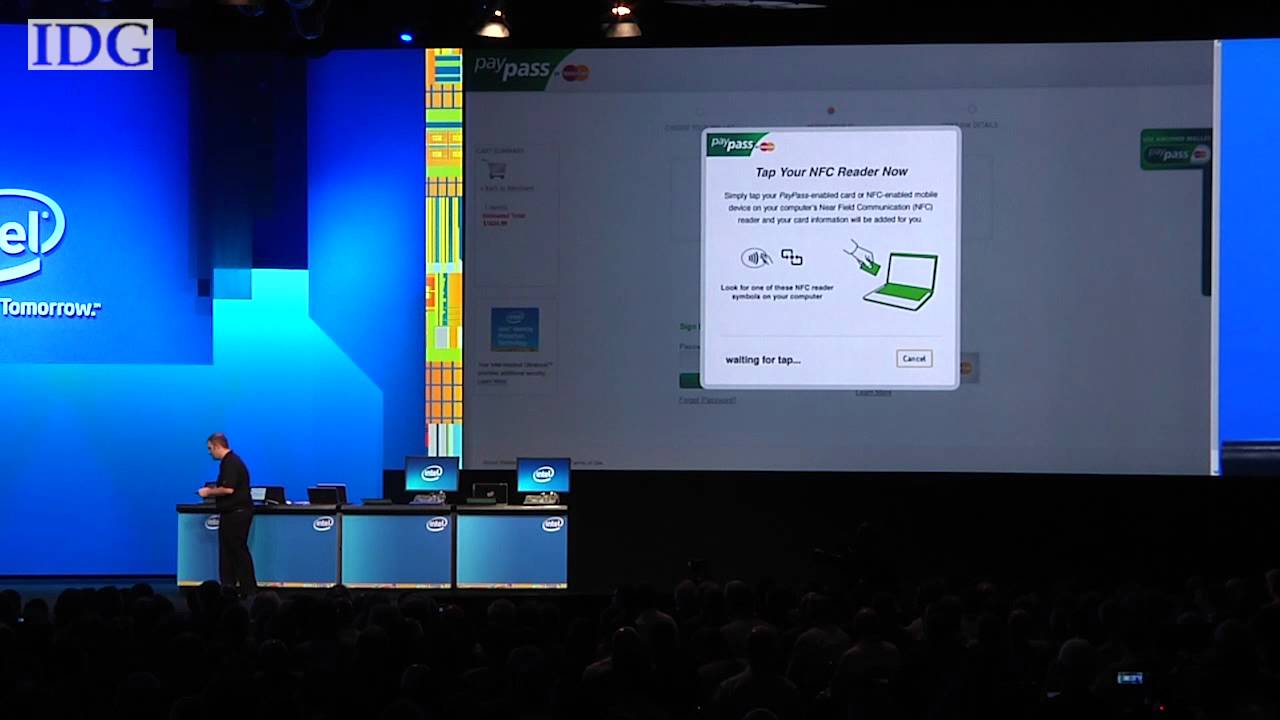 IDF 2012: Intel shows tap'n'go payments with Mastercard NFC - YouTube