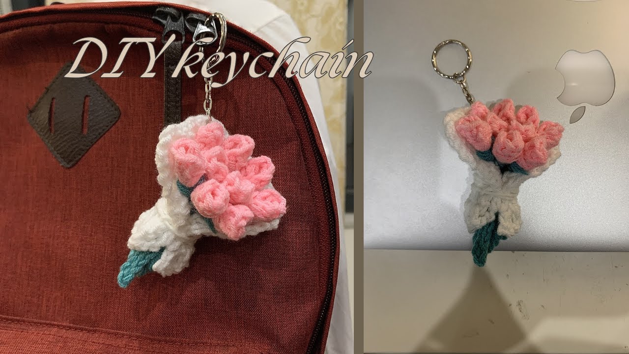 Crochet Mini Rose Bouquet Keychain 🌹💐 CROCHET TUTORIAL (Left Handed 🫲 ...
