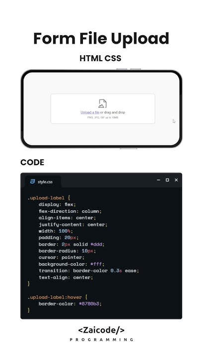 File Upload Design Dengan Html Css Html Css Zaicode Coding Youtube