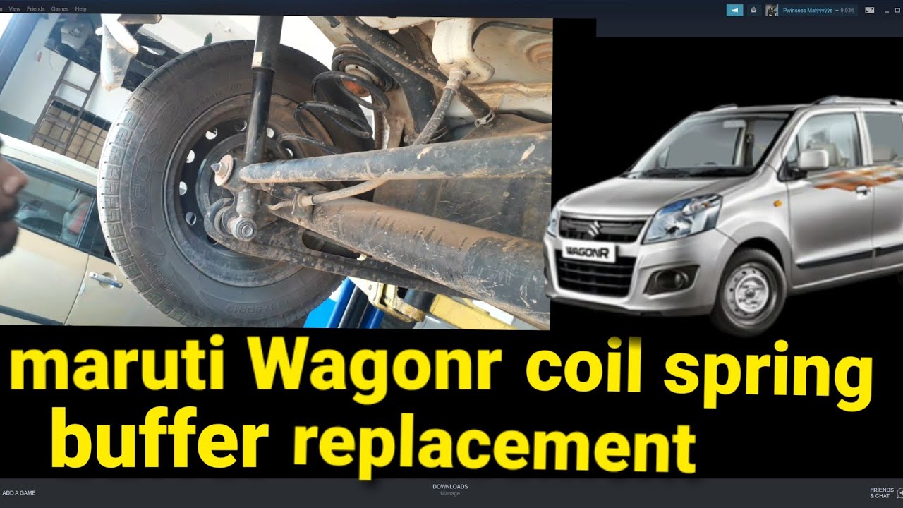 maruti Wagonr suspension coil spring buffer replacement procedure - YouTube