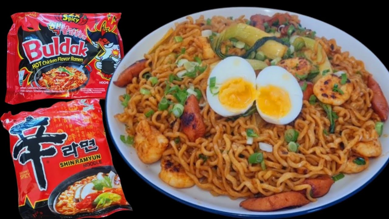 Gourmet Spicy Shin Ramyun Noodles and 2x Spicy Buldak Ramen Noodles ...