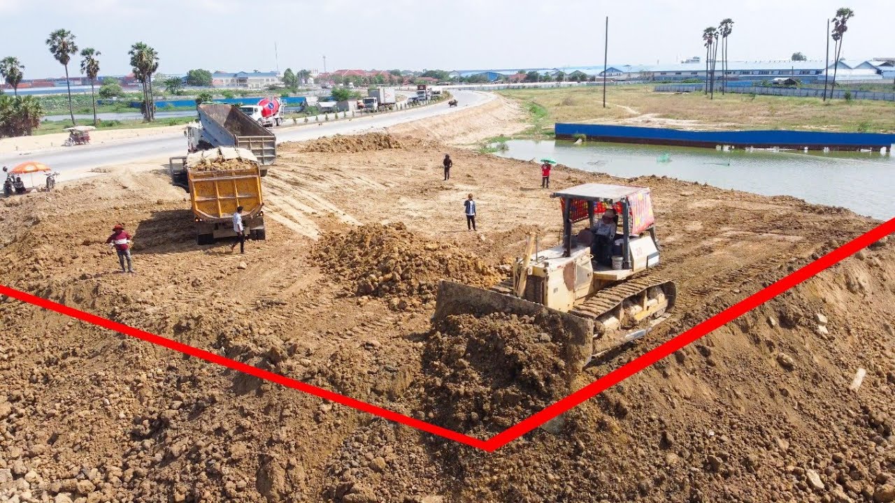 Final Fill up land Processing Completed by Dump truck with Dozer Push ...