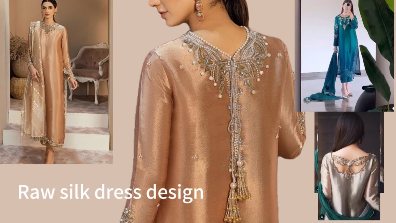 Plain silk dress design ideas || latest fashion || Raw silk suits with ...