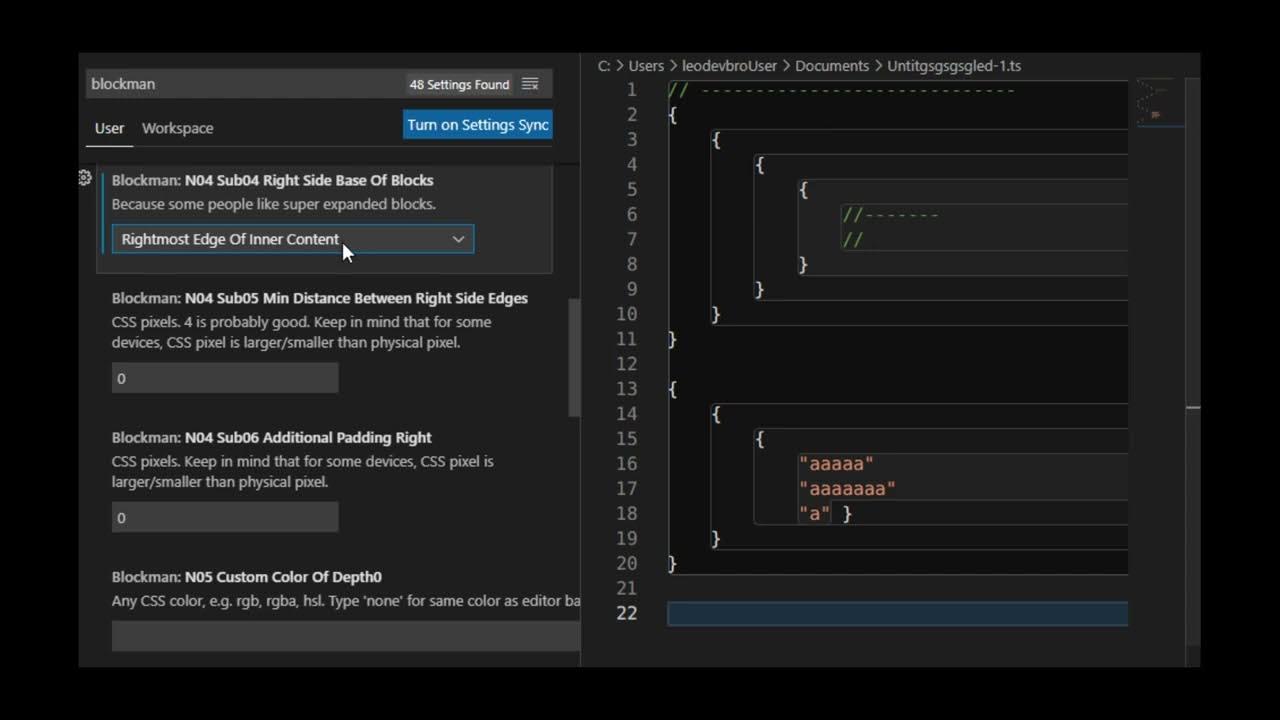 Blockman (VSCode extension) - Right Side Padding Settings - YouTube