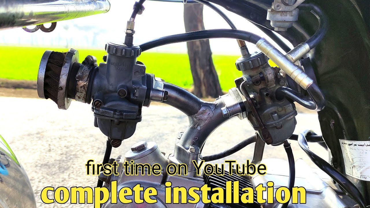 how to install 70 cc bike double carburettor || 70cc bike modification ...