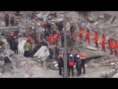 Rescuers work at site of Turkey building collapse