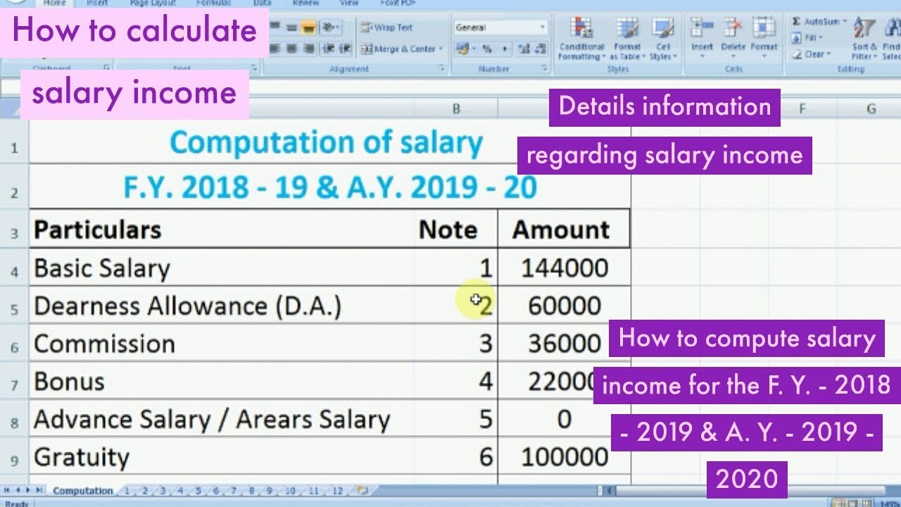 How To Computation Of Salary Income For F Y 2018 19 A Y 2019 20