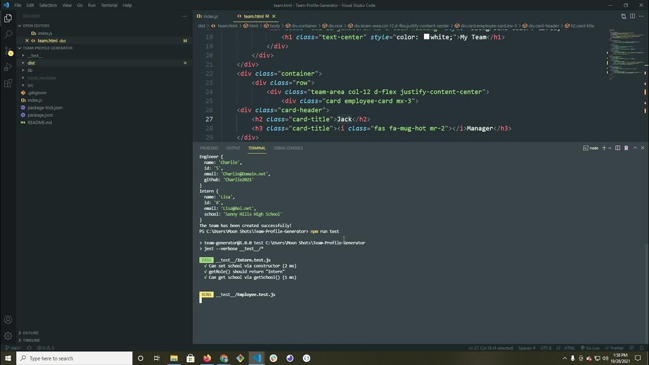 10. Object-Oriented Programming Challenge: Team Profile Generator 2/2 - YouTube