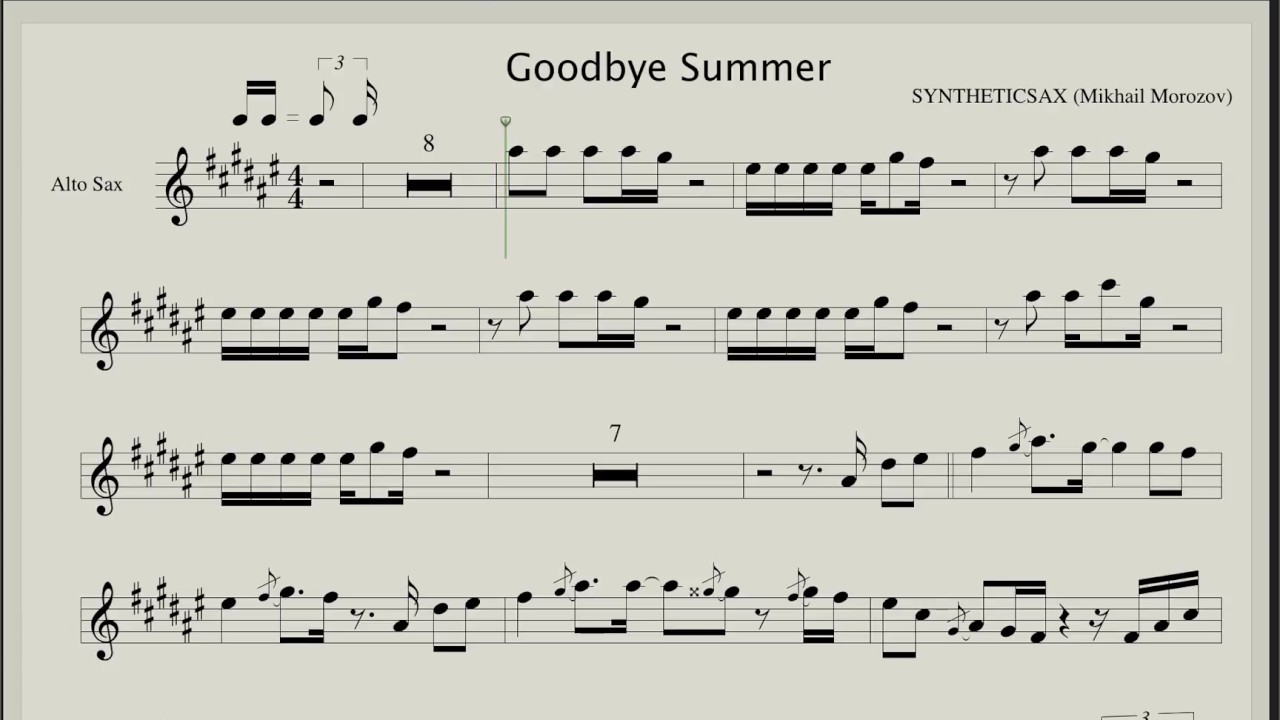 Syntheticsax - Goodbye Summer (Backing track and Sheet music for Alto ...