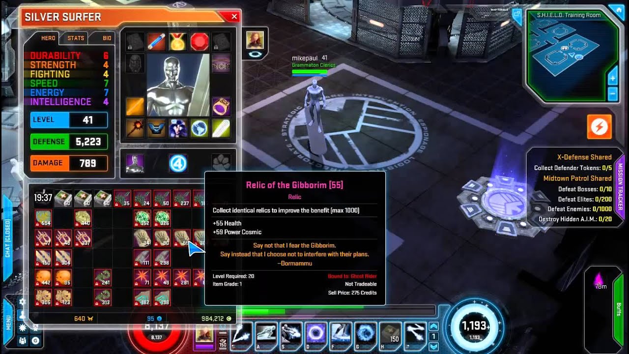Marvel Heroes relic inventory - YouTube