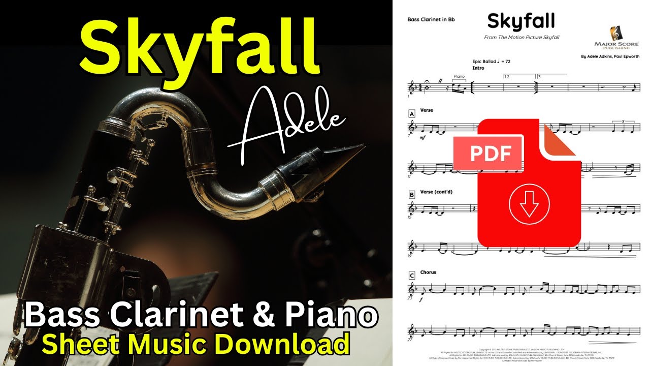 Skyfall (Adele) | Bb Bass Clarinet & piano | Bass Clarinet sheet music ...