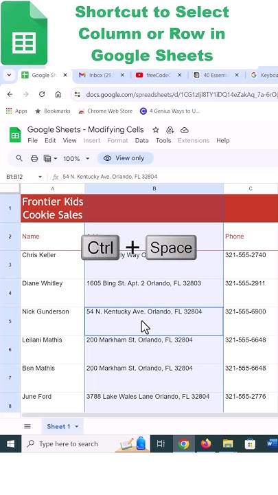 Select Column or Row Shortcuts in Google Sheets #gsheets #excel #datascience - YouTube