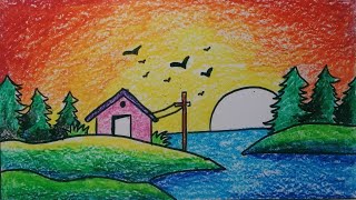 Easy landscape drawing for kids simple method| House an... | Doovi