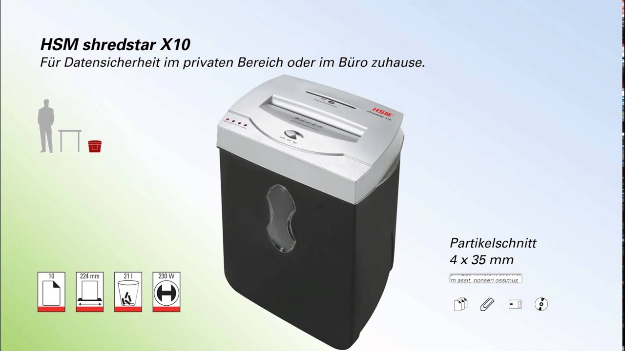 HSM X10 shredstar 1032111 Aktenvernichter Shredder, Partikelschnitt 4 x ...