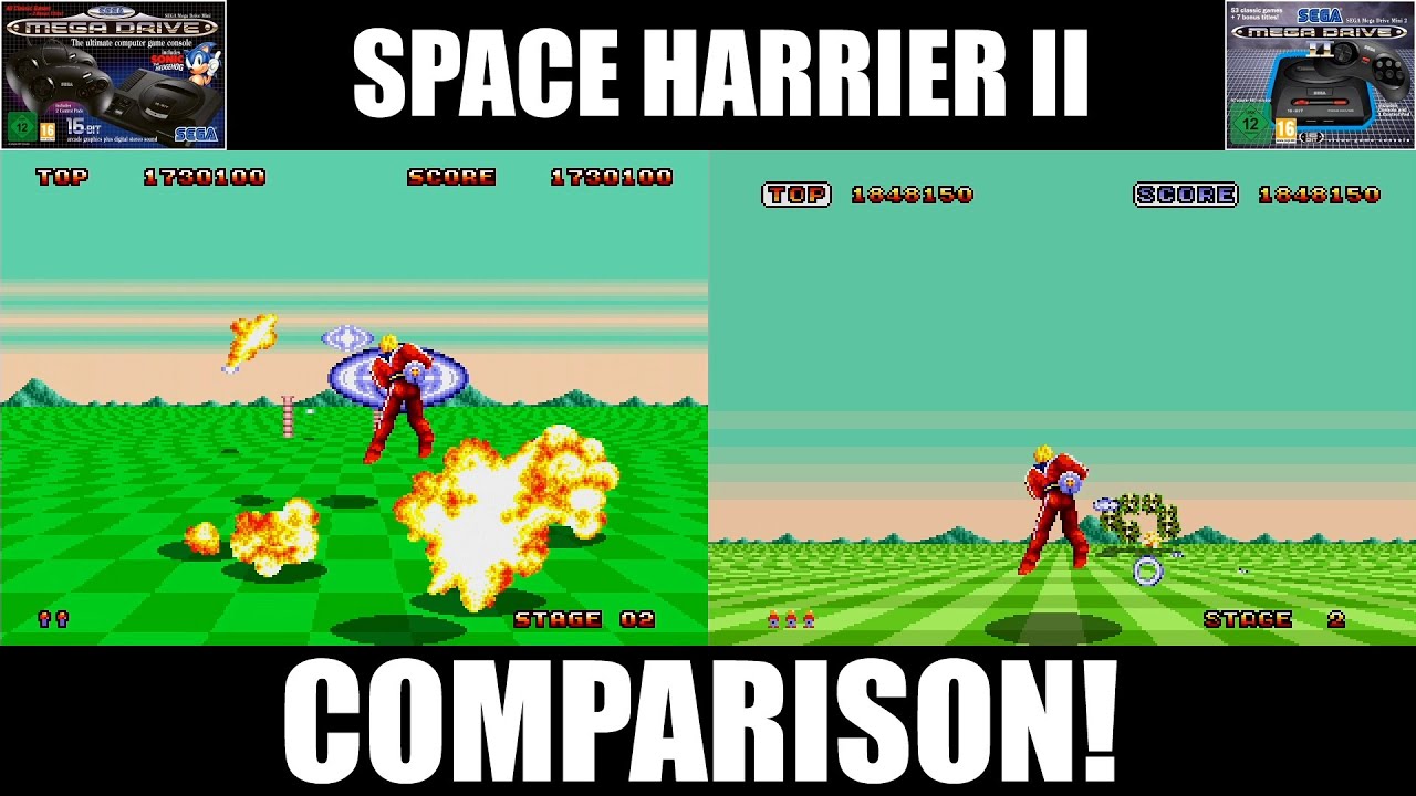 Space Harrier II COMPARISON (SEGA Mega Drive Mini VS SEGA Mega Drive ...