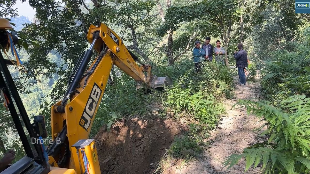 Making New Road-Part 3-Villagers Enjoying New Road Being Made with JCB ...