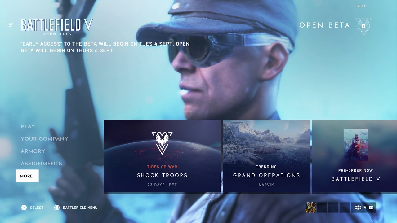 BATTLEFIELD V Beta Main Menu PS4 Pro - YouTube