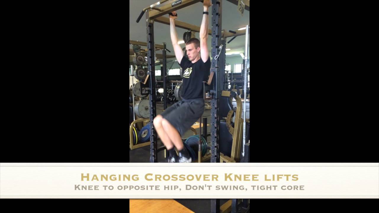 Hanging Crossover Knee Lifts - YouTube