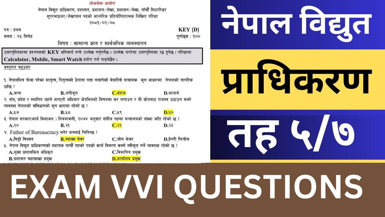 Nepal Bidhut Pradhikaran Loksewa Questions Answer | NEA Loksewa Exam ...