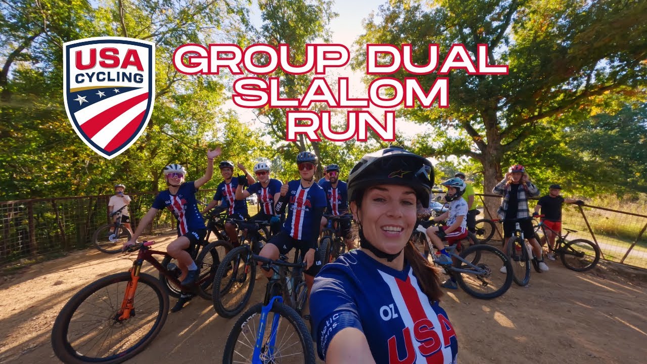 USA Cycling Team Group ride down dual slalom course, Thunderdome, at ...