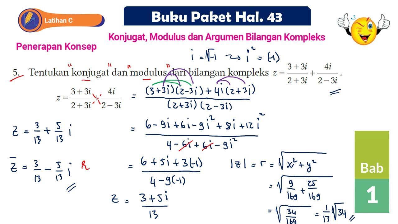 LATIHAN C NO 5 MODULUS DAN KONJUGAT BILANGAN KOMPLEKS MATEMATIKA TINGKAT LANJUT SMA KELAS 11 ...