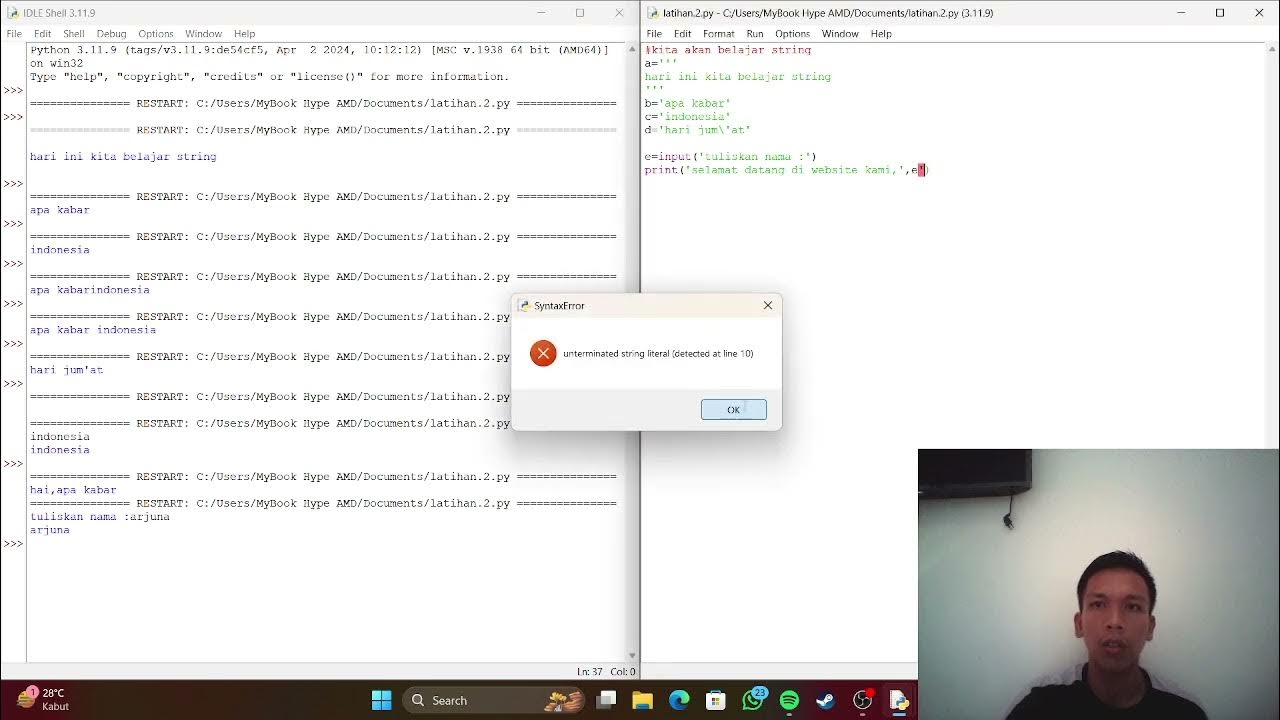 BELAJAR PYTHON MENGGUNAKAN TYPE DATA STRING - YouTube