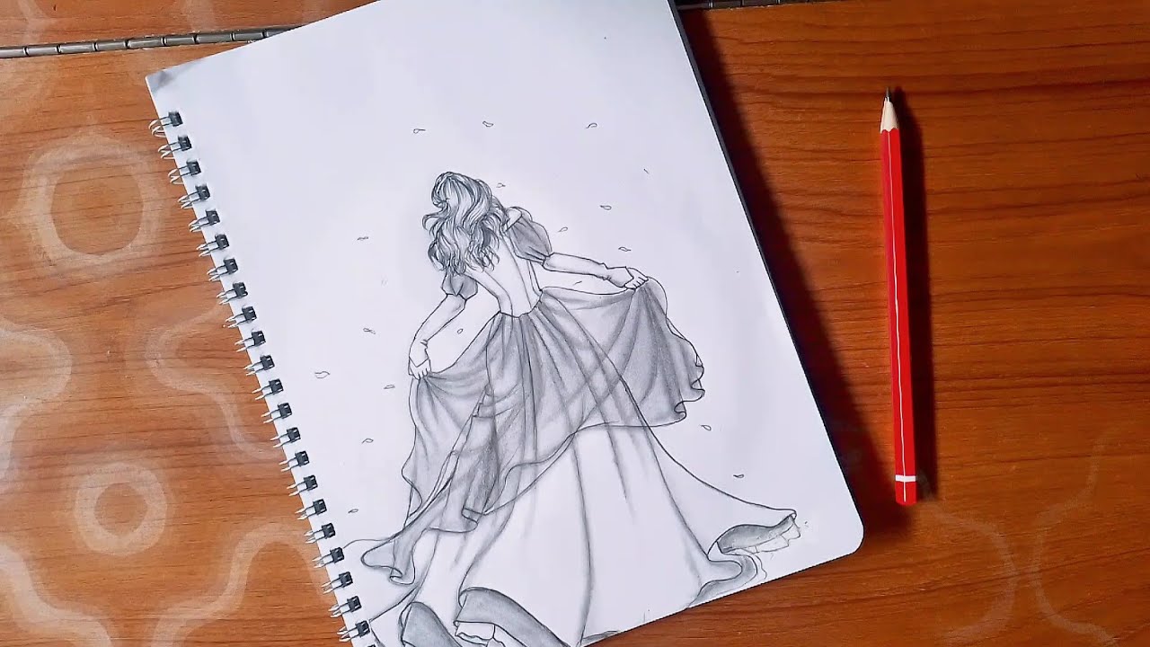 drawing beautiful girl back side ||pencil sketch tutorial step by step ...