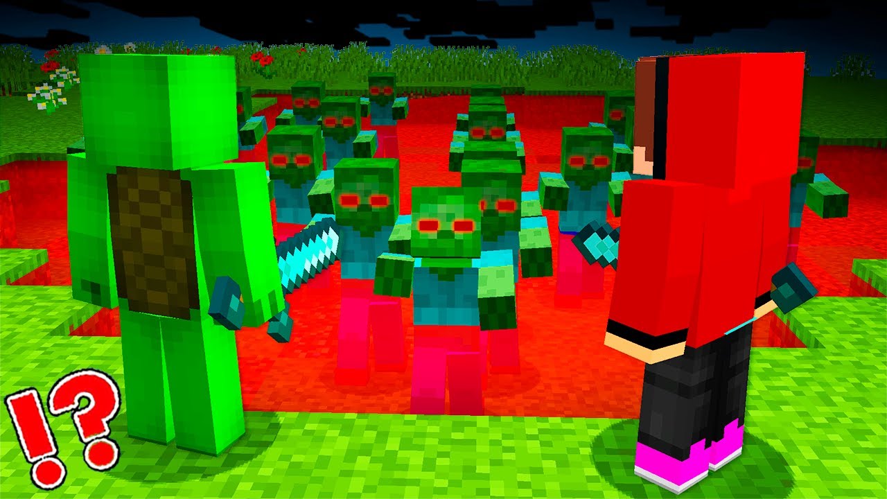 JJ and Mikey vs Army of Bloody Zombie Apocalypse - Minecraft Maizen - YouTube