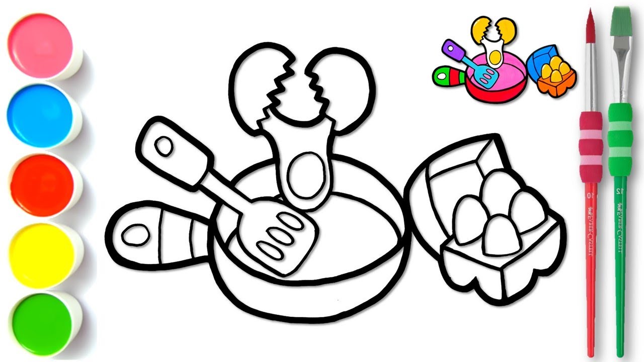 Frying Pan Drawing for Kids | Painting, Drawing, Coloring for Toddlers ...