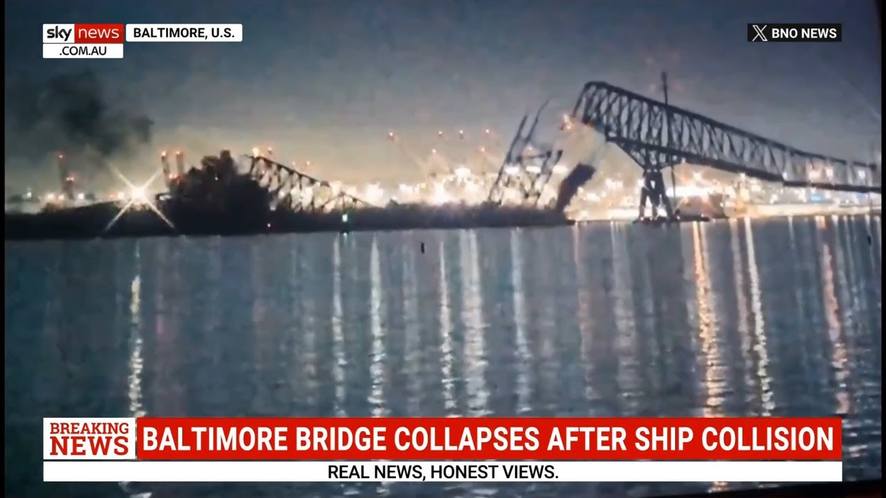 Baltimore bridge collapses after cargo ship collision - YouTube