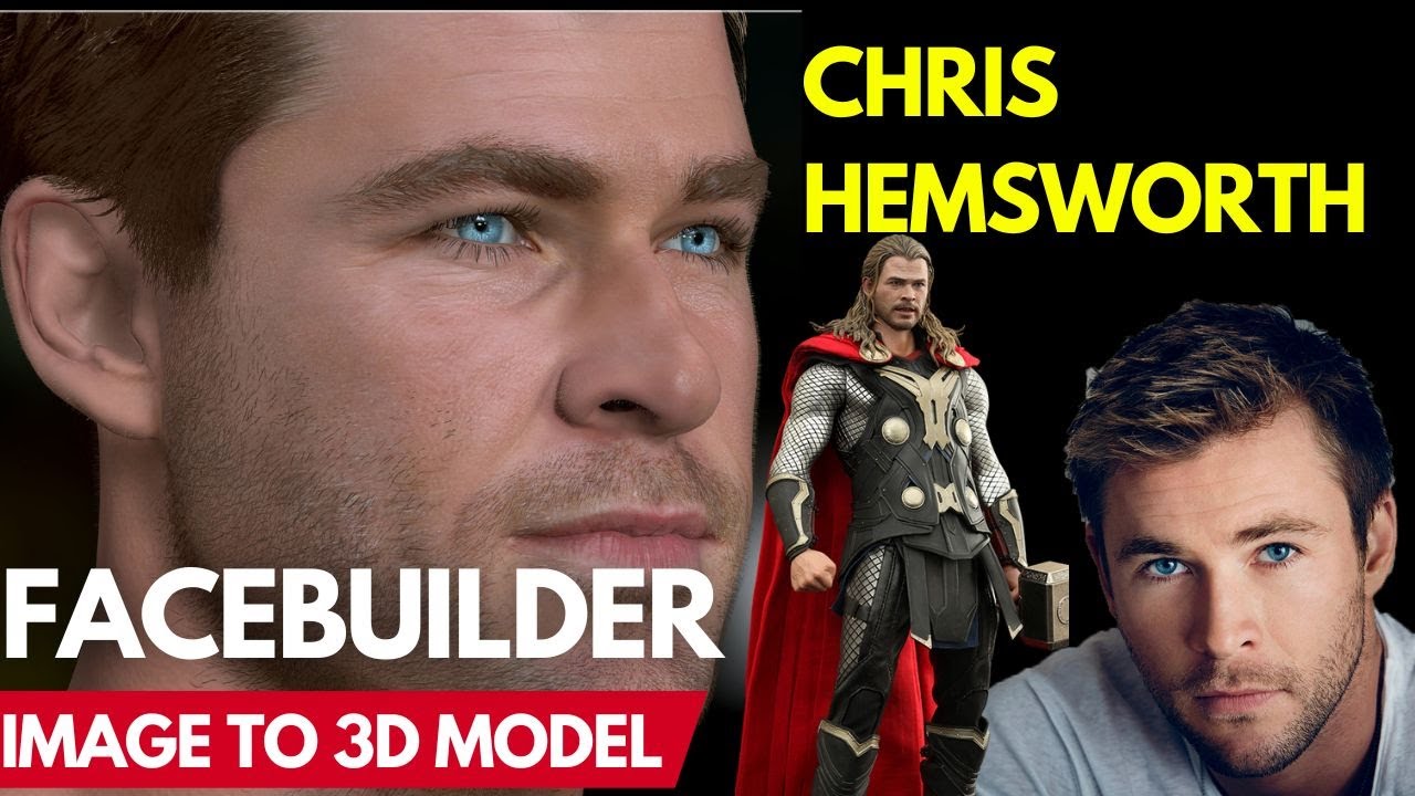Facebuilder Blender Tutorial : Chris Hemsworth 3D Model | Convert Image to 3D Model - YouTube