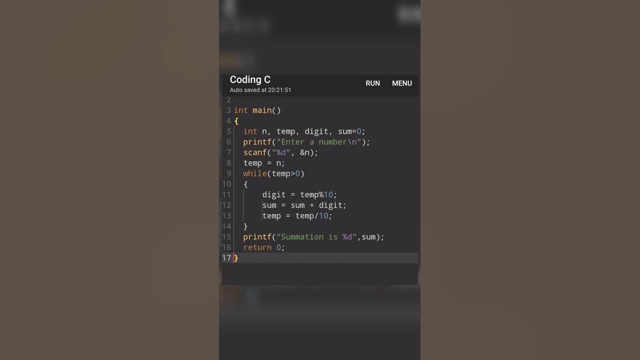 C Program To Find The Summation Of Digits Of A Number Itzrafiq Code Cprogramming Python 