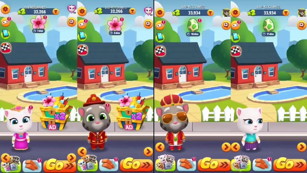 Talking Tom Gold Run all events Princess Angela vs King Tom vs Neon ...