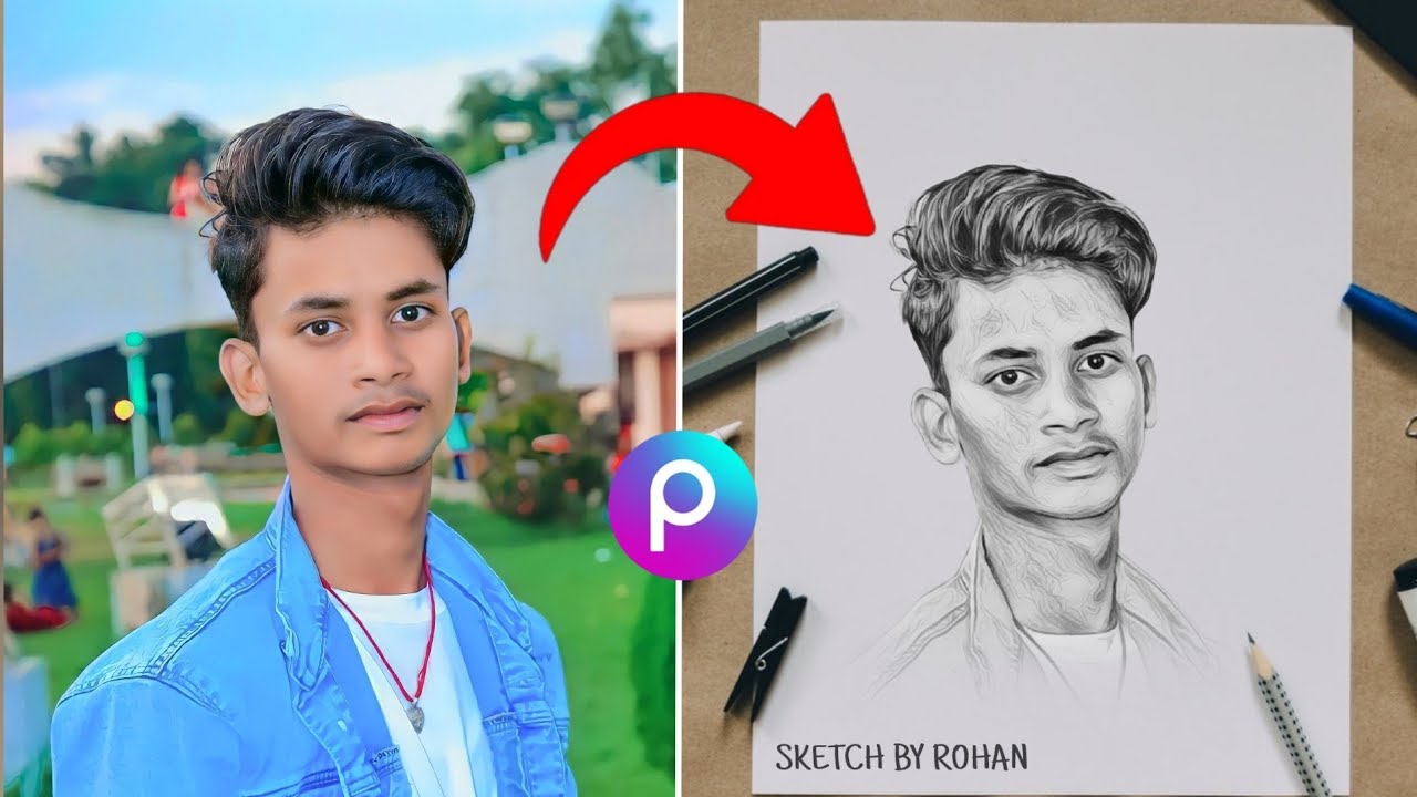 Picsart Pencil Sketch Effect Photo Editing Tutorial 2024 | Pencil ...