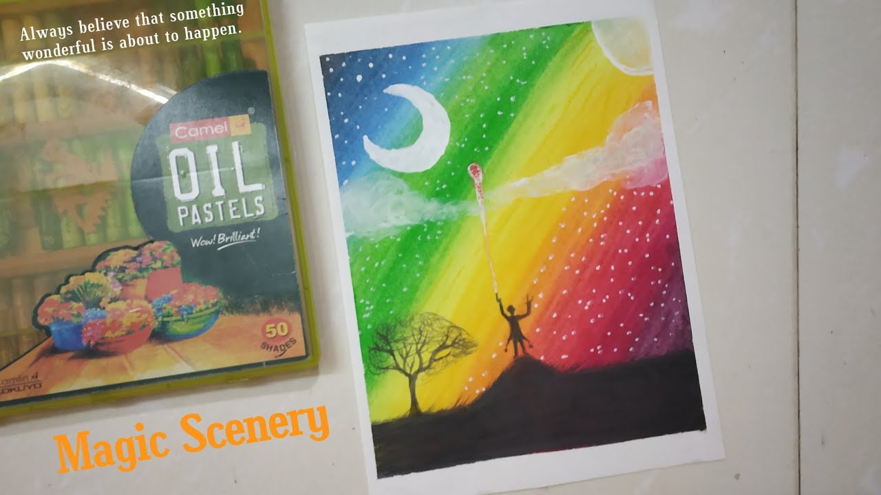 Beautiful and colourful magic painting made with oil pastels | Sparks ...