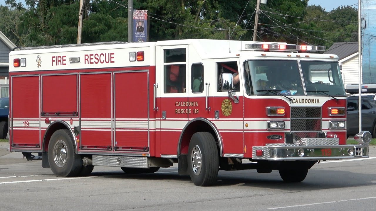 Caledonia FD Rescue 119 Responding - YouTube